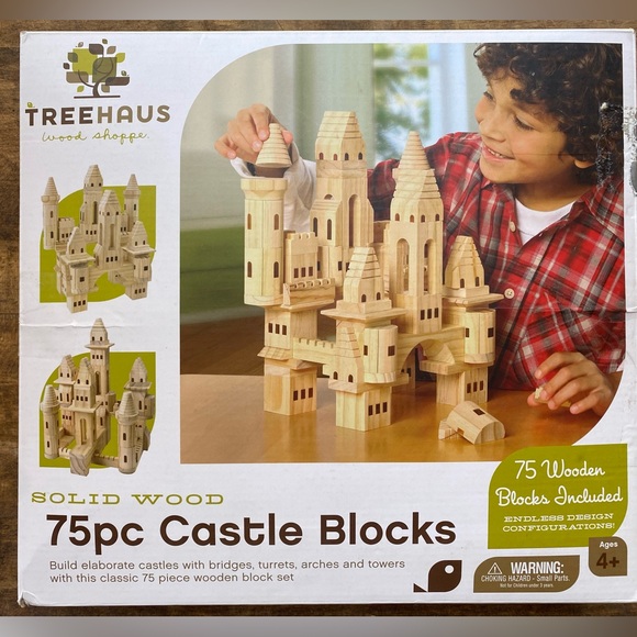 Toys | 75 Pieces Wooden Castle Blocks Medieval Knights Princesses ...